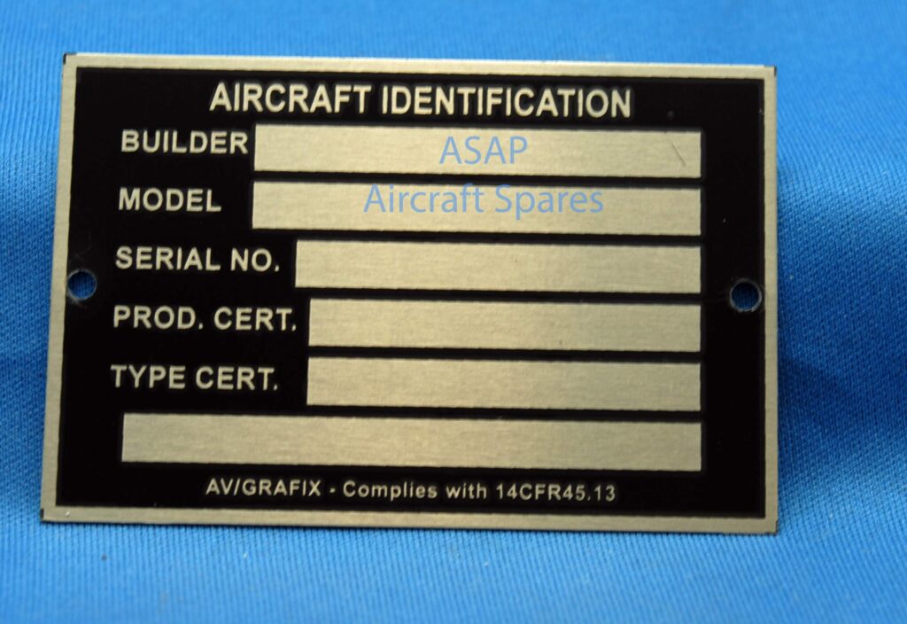 AIRCRAFT ID TAG PLATE - ASAP Aircraft Spares